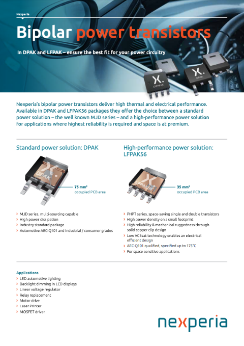 MJD series - Power bipolar transistors in DPAK | Nexperia