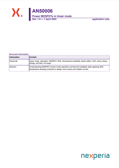 用于热插拔和软启动的ASFET | Nexperia